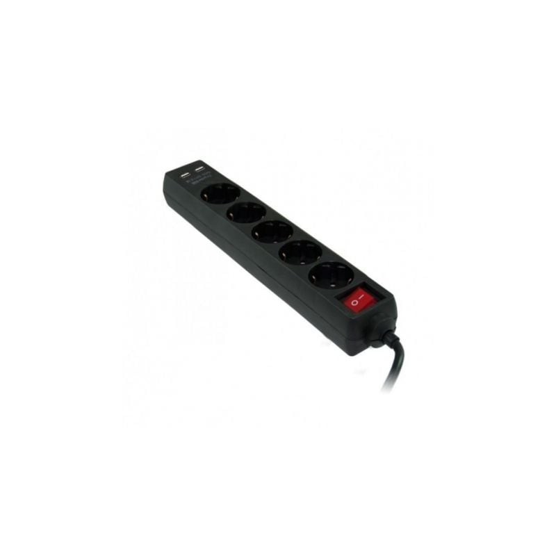 Regleta con interruptor 3GO REG5USB/ 5 Tomas de corriente/ 2 USB/ Cable ...